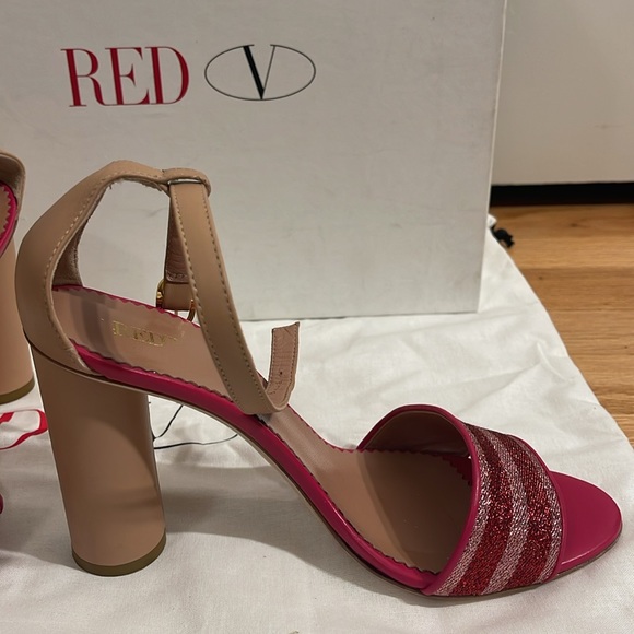 RED Valentino | Shoes | Red Valentino Nudered Metallic Leather Open Toe ...